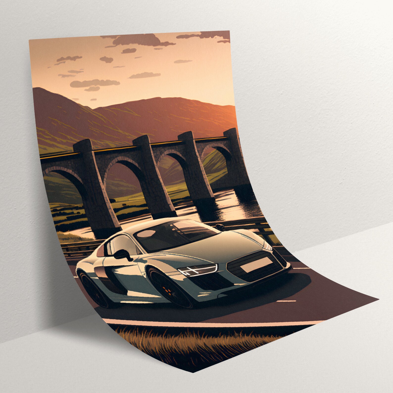 Audi R8 Poster Vintage Style Audi Print Travel Poster Art - Etsy