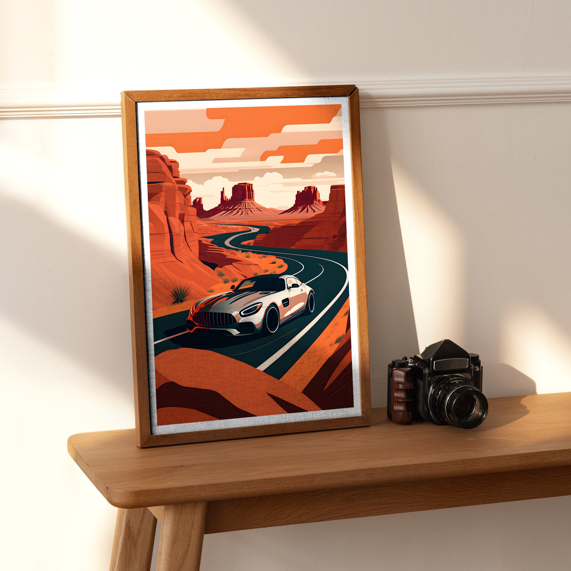 Mercedes AMG GT in the Canyon Poster Car Print Wall Print Fathers Day ...