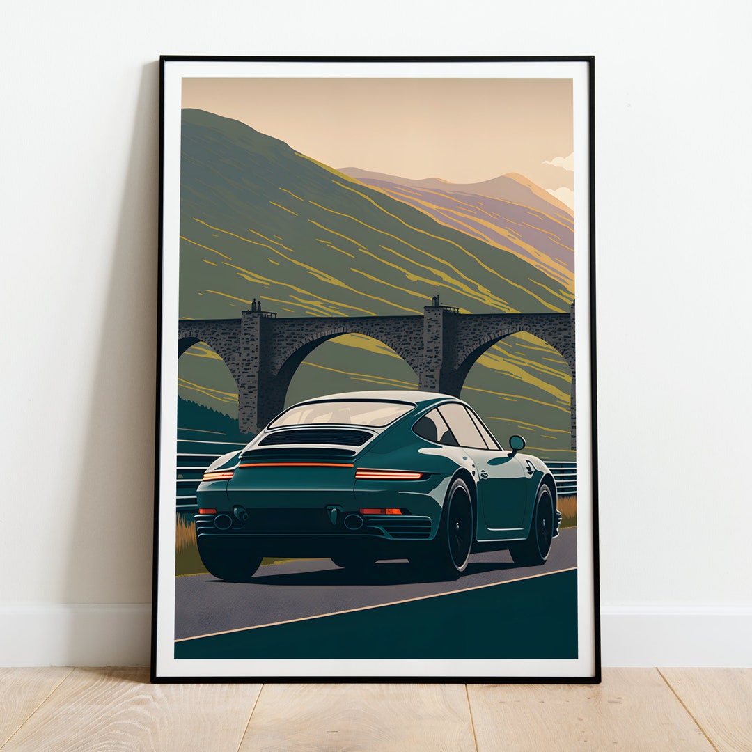 Porsche 911 Poster Vintage Style Porsche Print Travel - Etsy
