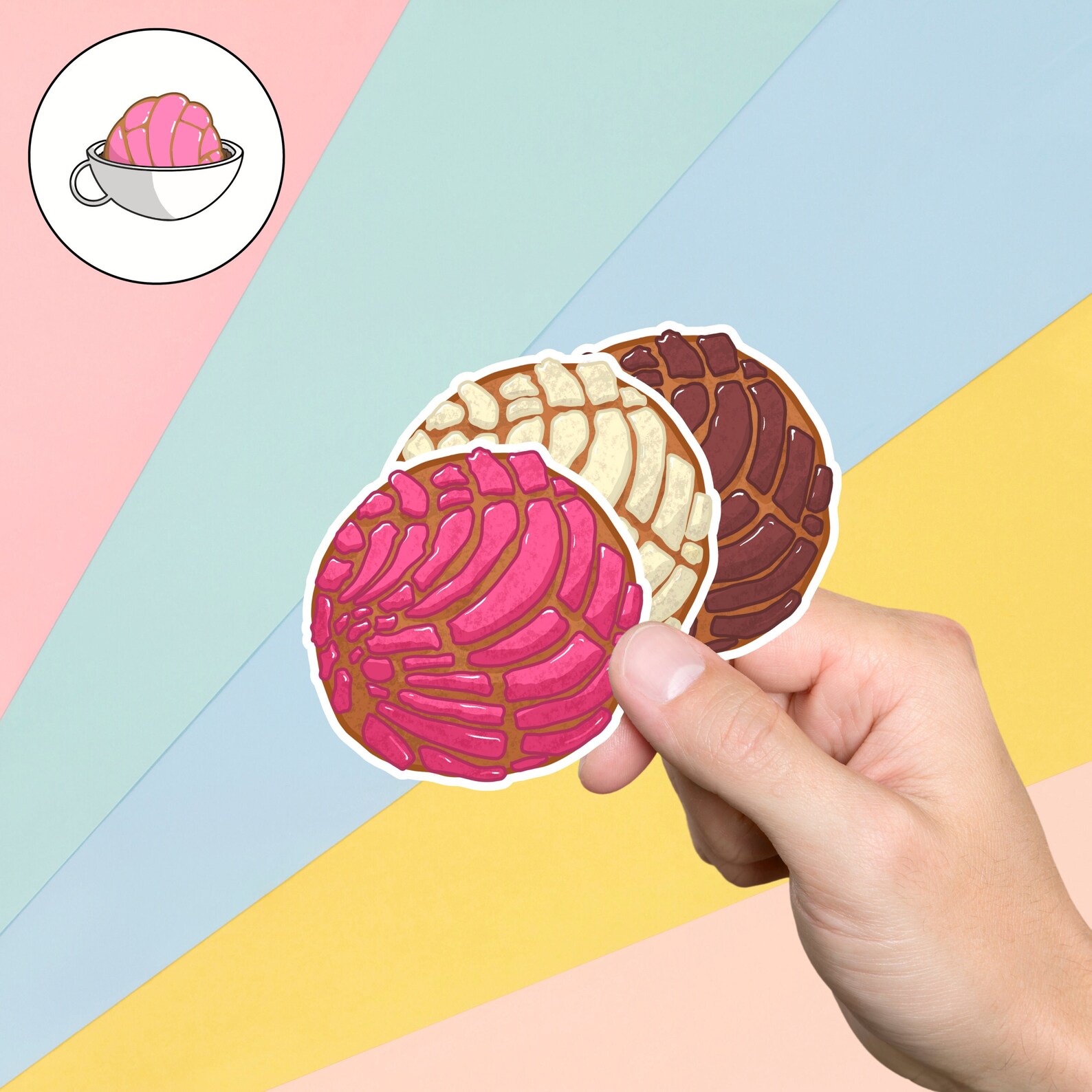Concha Stickers 3 Pack,conchita Sticker,mexican Pan Dulce Sticker ...