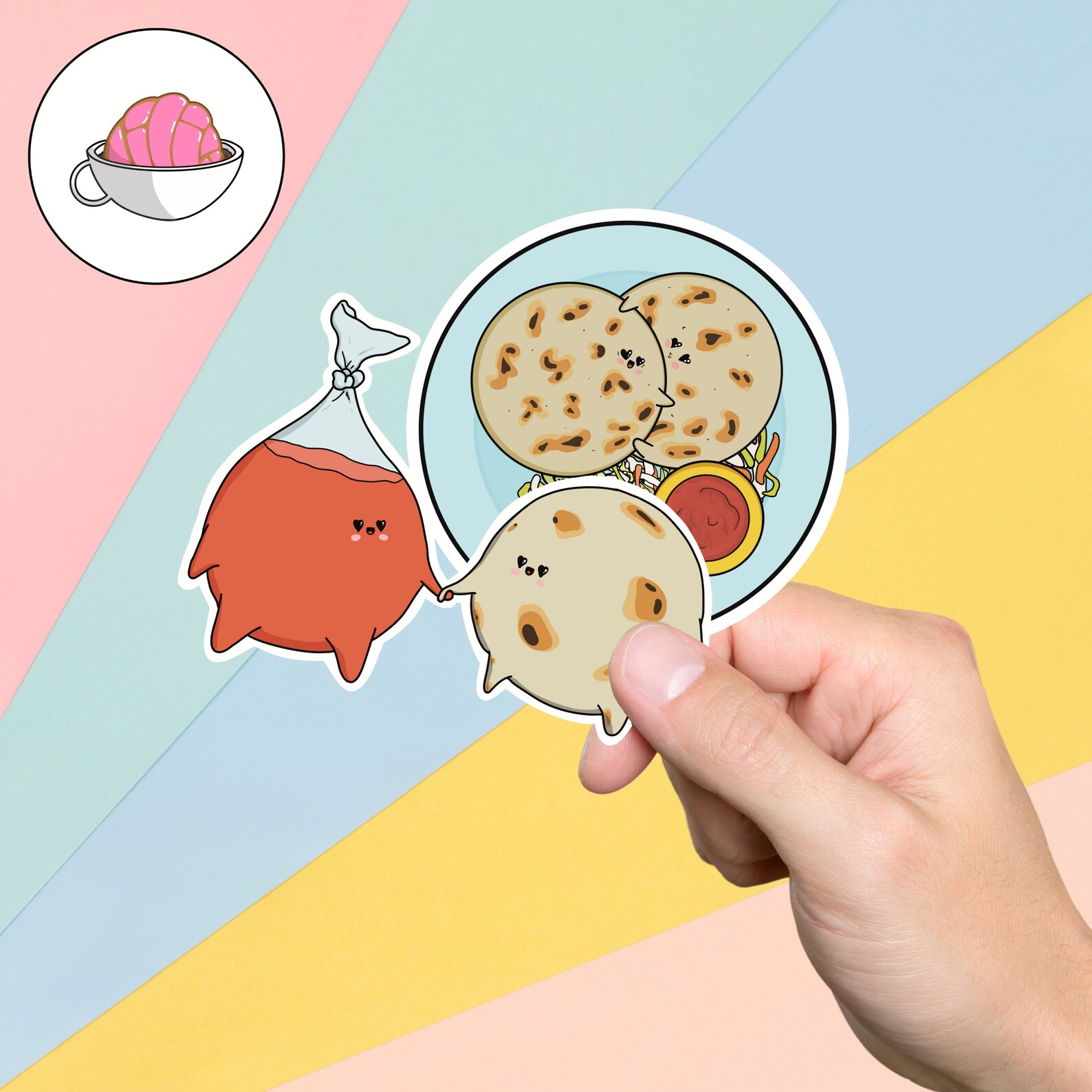 Pupusa Lover Sticker Pack,salvadoran Food Sticker,hispanic Sticker ...