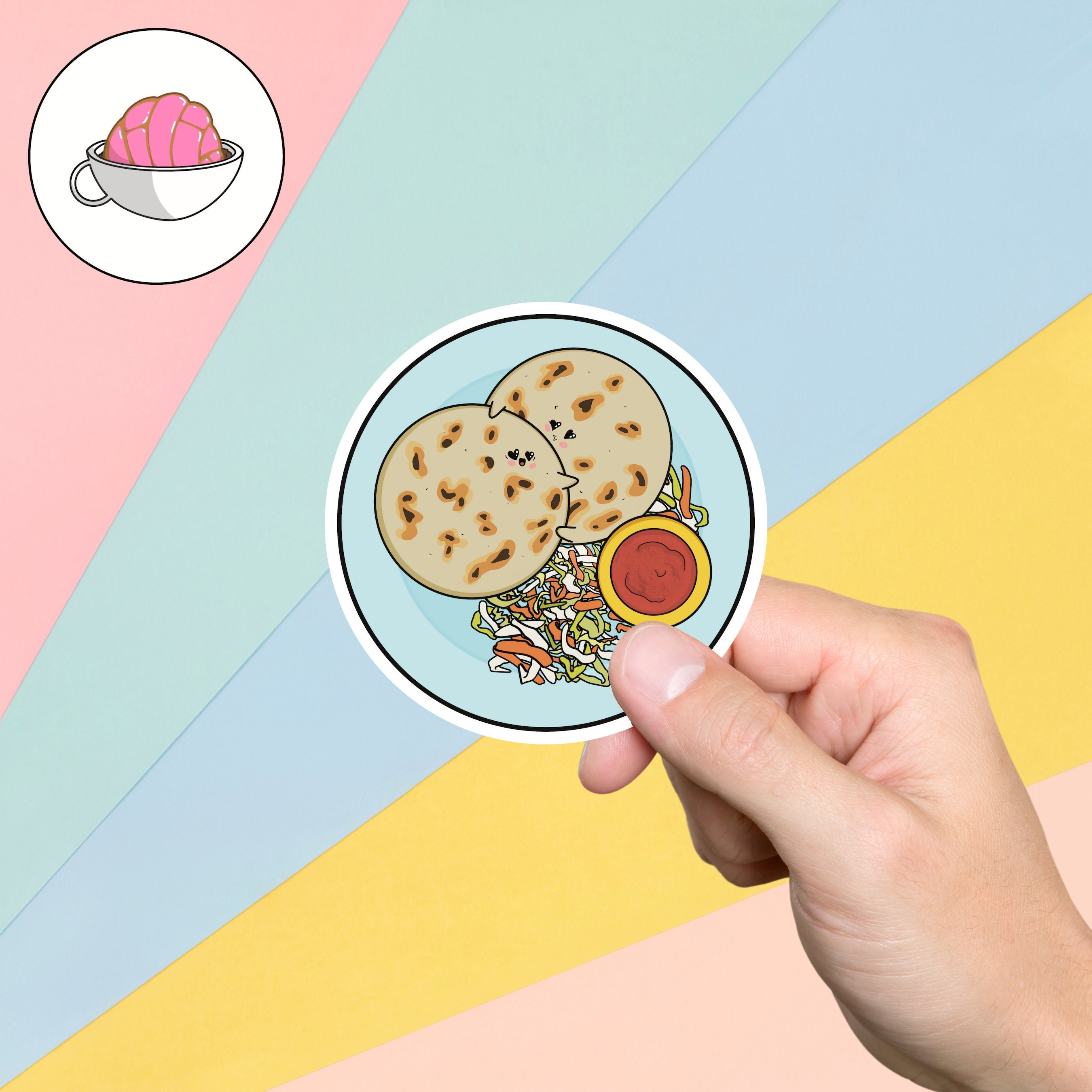 Cute Pupusa Plate Valentines Sticker,salvadoran Sticker,salvadoran Food ...