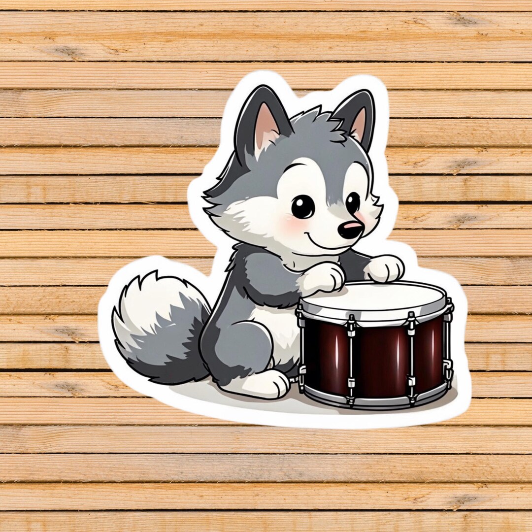 Wolf Drummer Sticker, Vinyl Sticker, Laptop Sticker, Guitar Case Decal ...