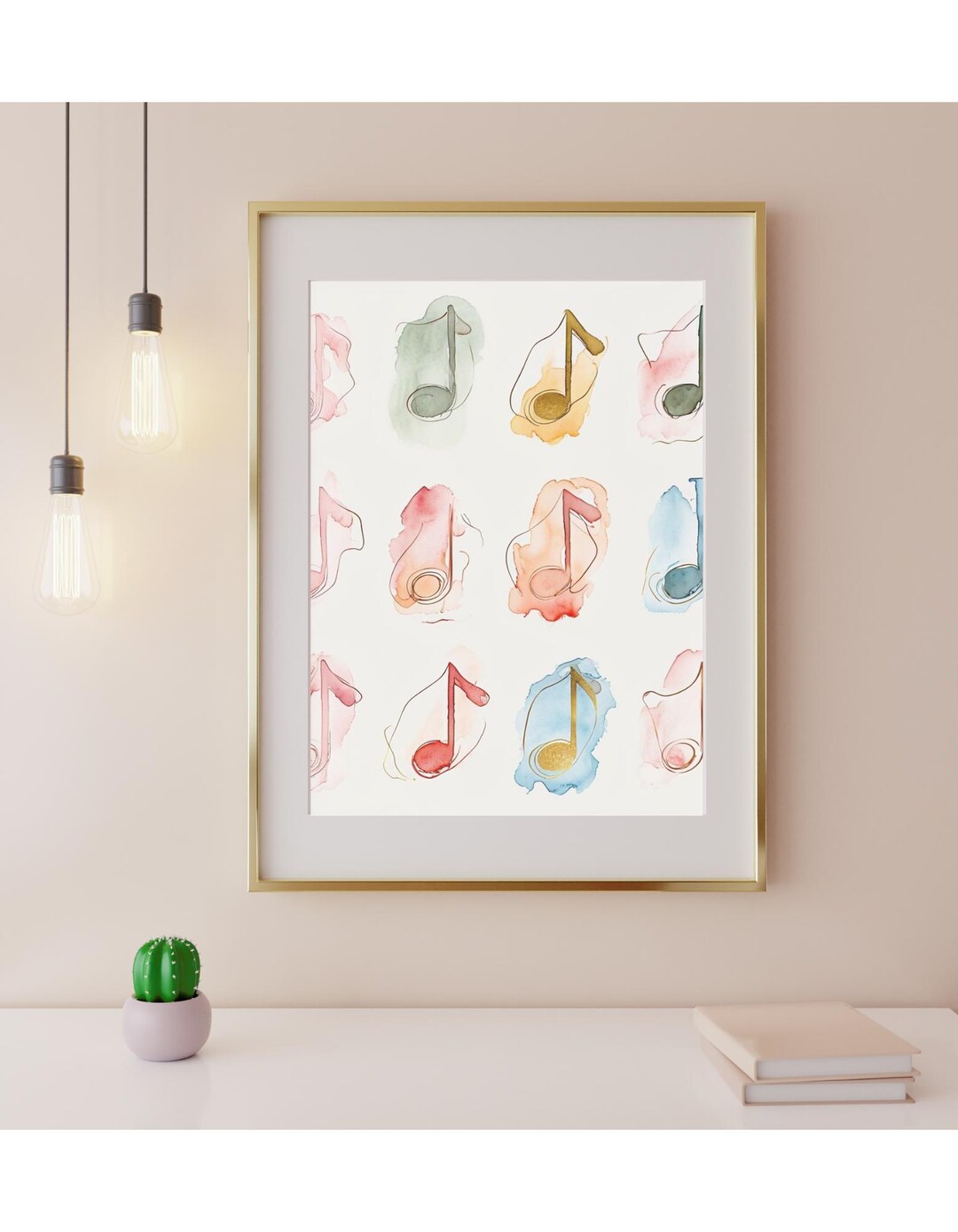 Water Color Music Note Poster, Art Print for Musicians, Home Decor ...