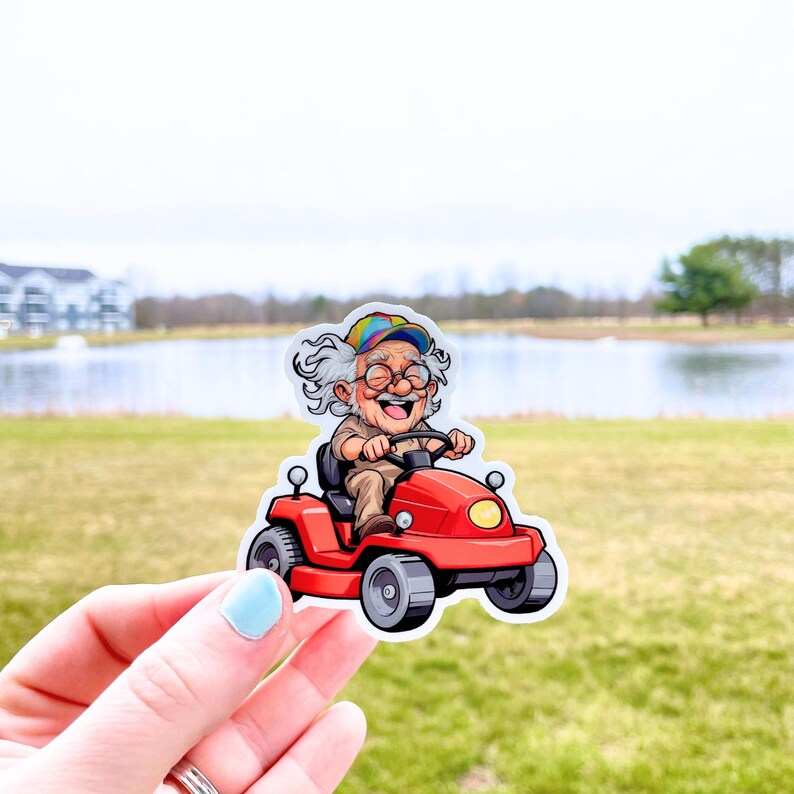 Funny Grandpa Driving Lawnmower Kiss-cut Stickers, Laptop Decals ...