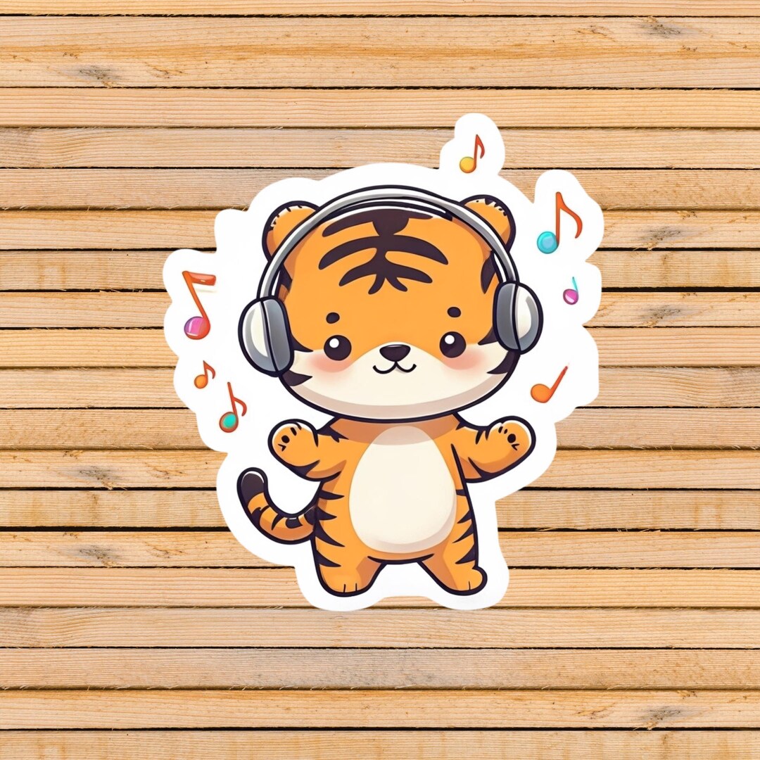 Musical Tiger Kiss-cut Stickers | Perfect for Music Lovers, Music ...