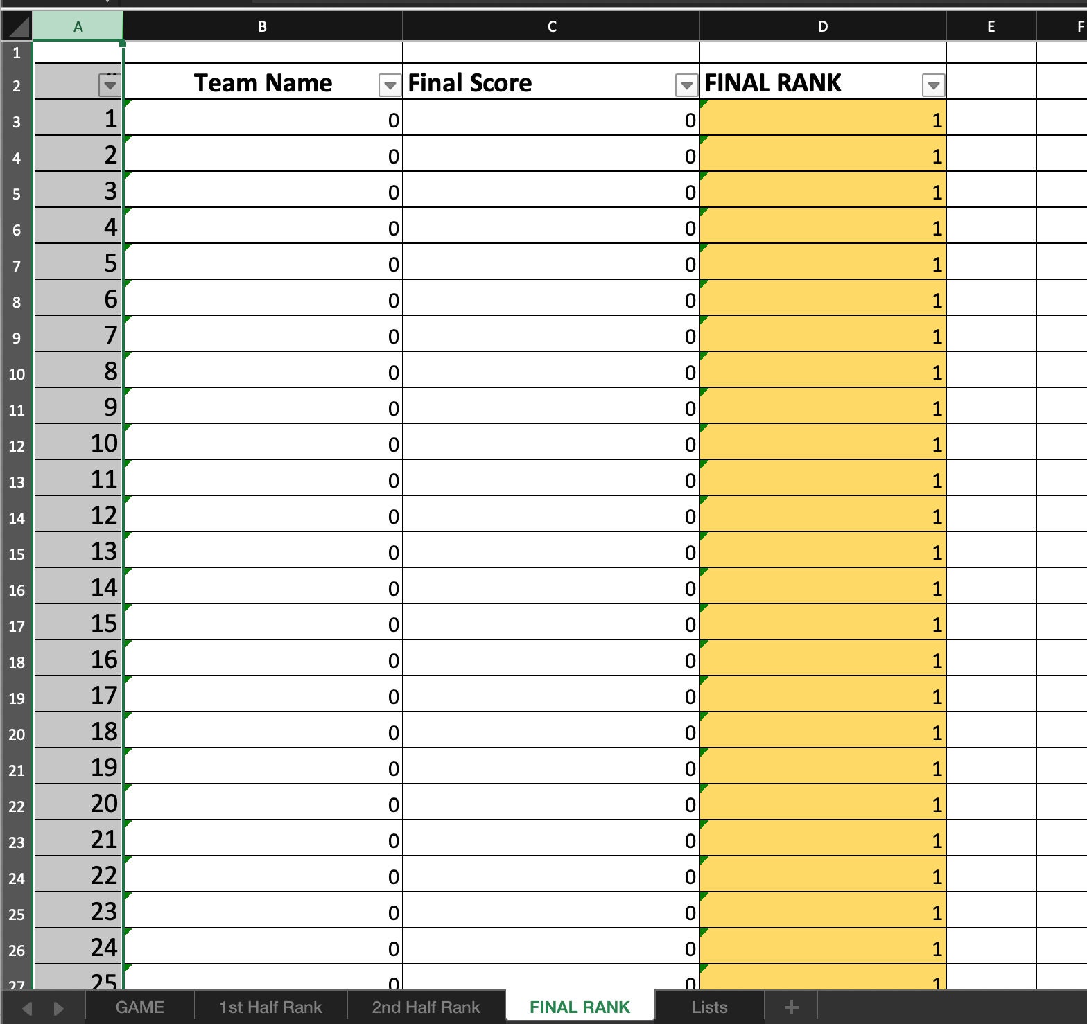 Excel Template For Trivia Etsy