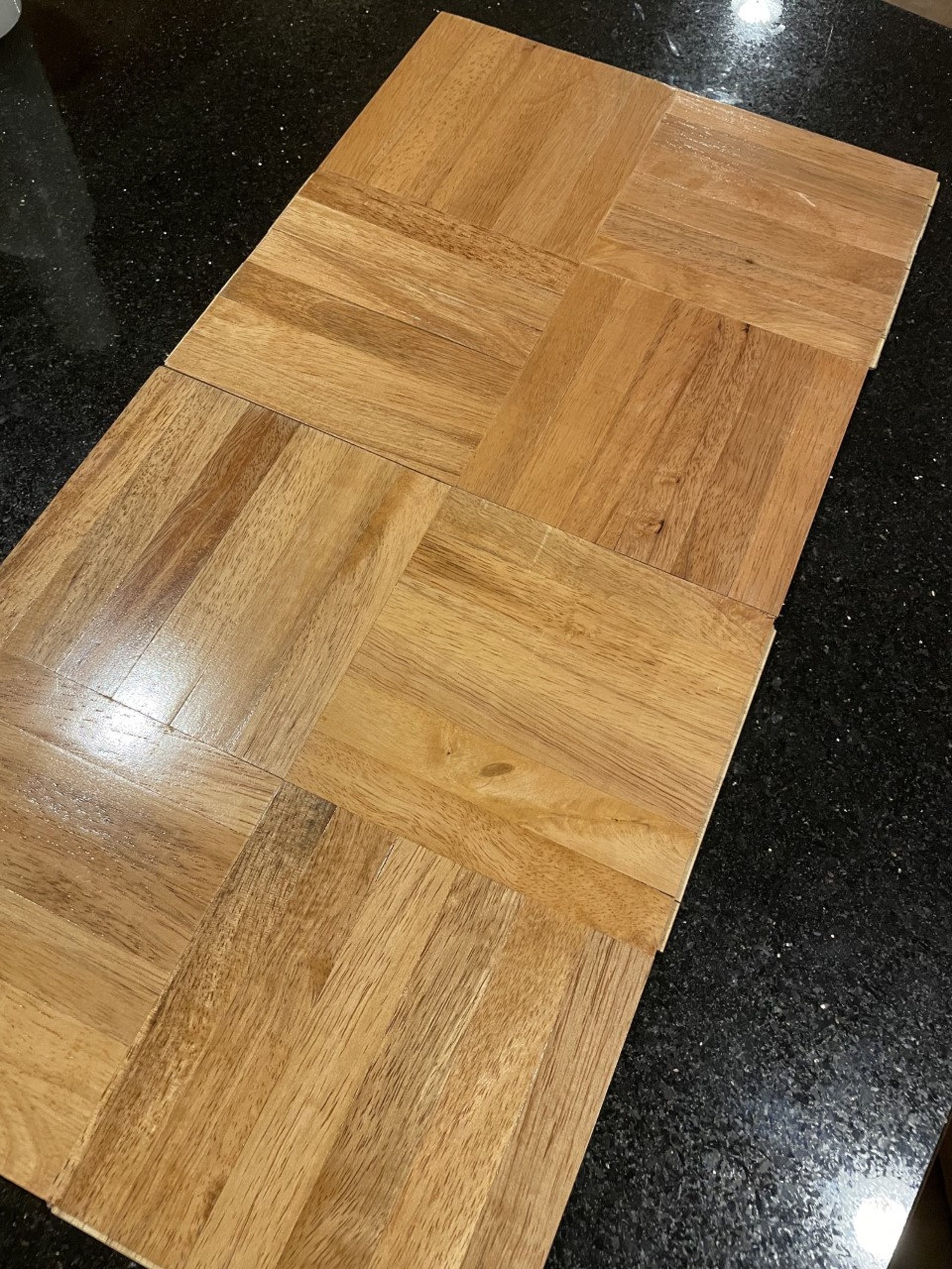 10 Square Feet 6-finger Parquet Solid Hevea Wood Floor Tiles: 12x12x1/4 ...