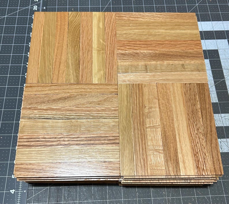 PARQUET FLOOR: 10 Sq Ft! 7-finger OAK Parquet 12x12x5/16 Floor Tile ...