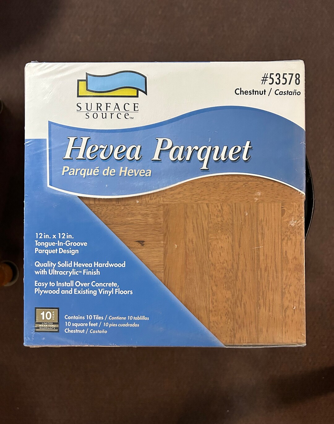10 Square Feet 6-finger Parquet Solid Hevea Wood Floor Tiles: 12x12x1/4 ...