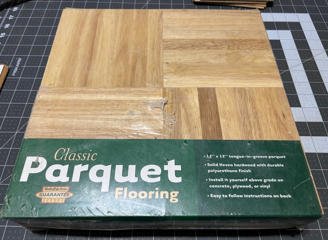 10 Sq Feet Parquet 7-finger Classic Parquet Solid Hevea Wood Floor ...