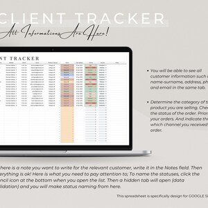 Client Tracker Spreadsheet for Google Sheets Small Business - Etsy