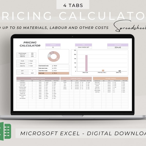 Pricing Template Excel - Etsy Pricing Template Excel - Etsy