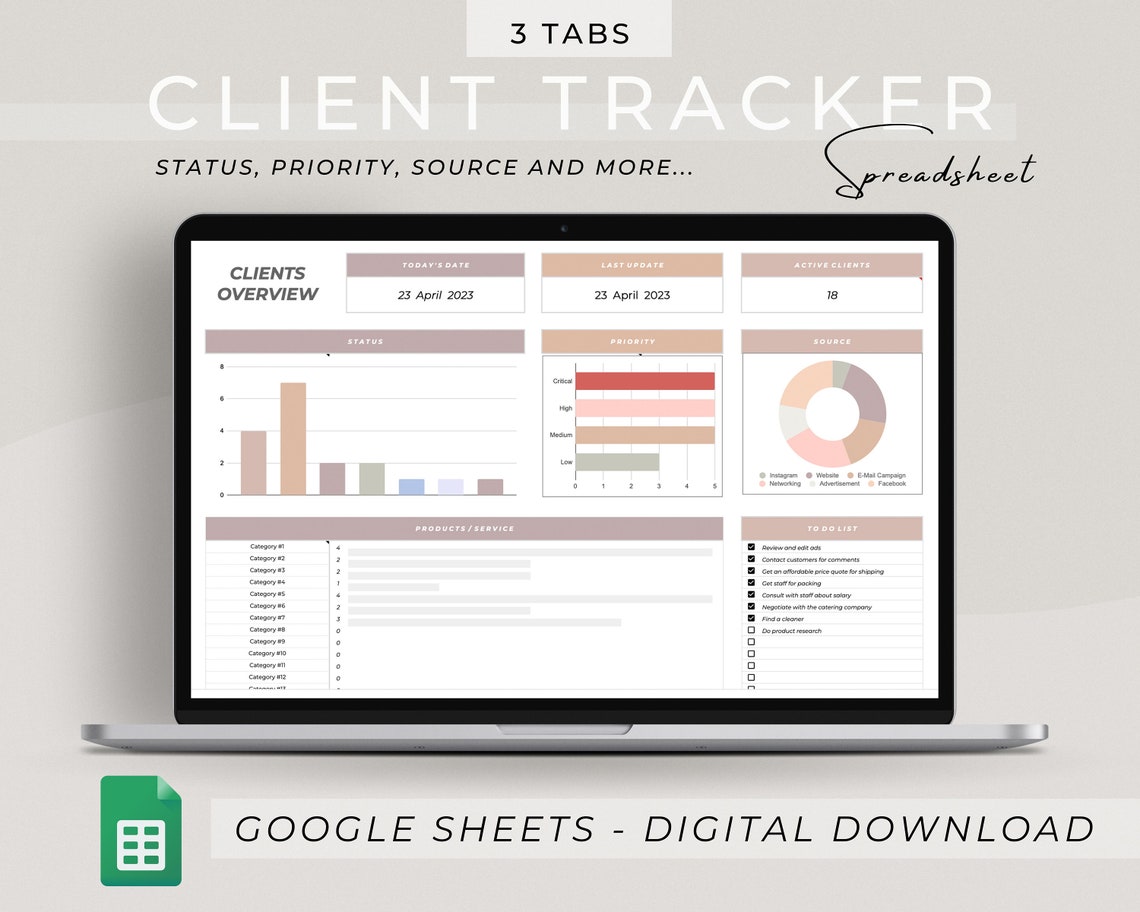 Client Tracker Spreadsheet for Google Sheets Small Business - Etsy