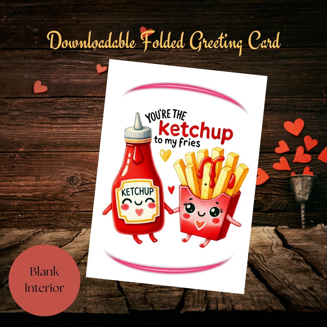 Printable 5x7 Folded Card Valentines Day, Anniversary, Partner, Friend ...