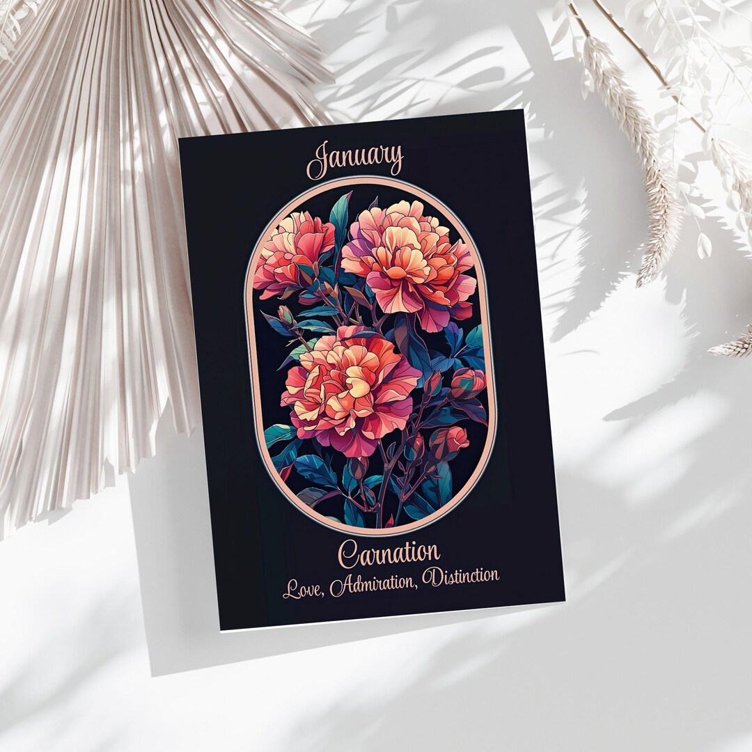 January Carnation Birth Flower Journal: Elegant Stained Glass Design - Etsy