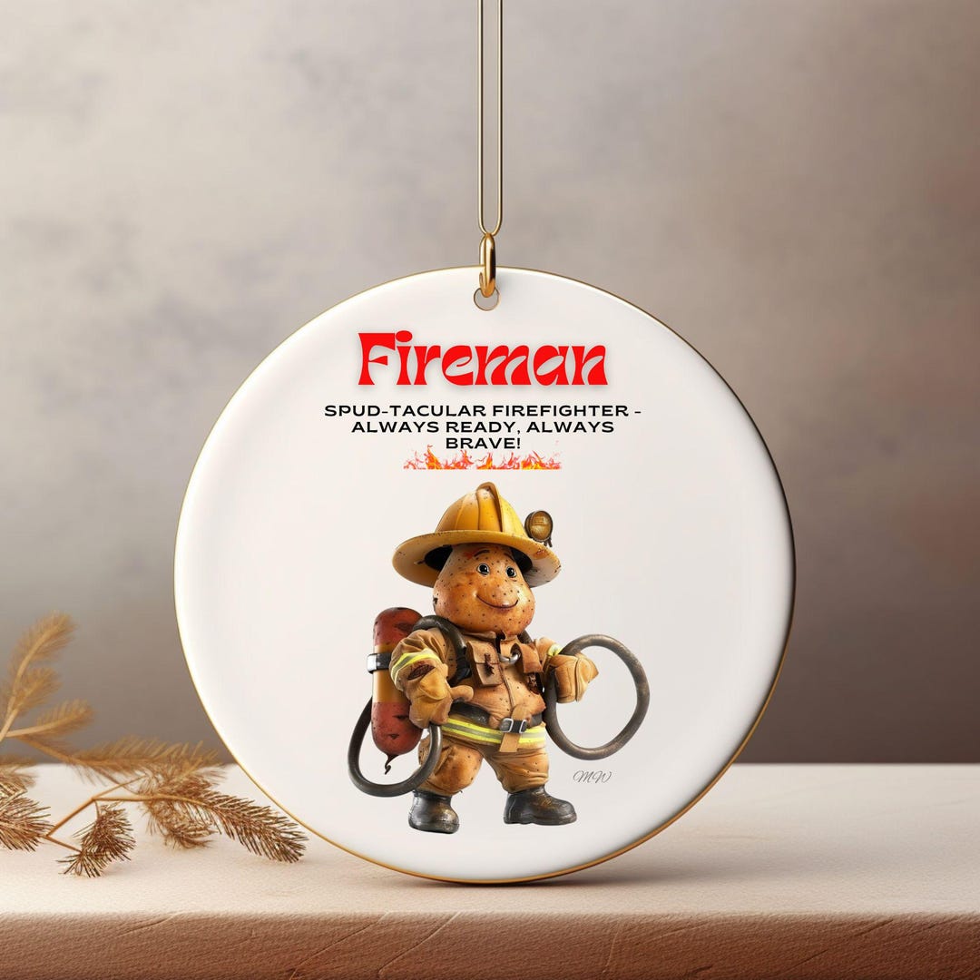 Fireman Potato Ornament Firefighter Hanging Decoration Handcrafted ...