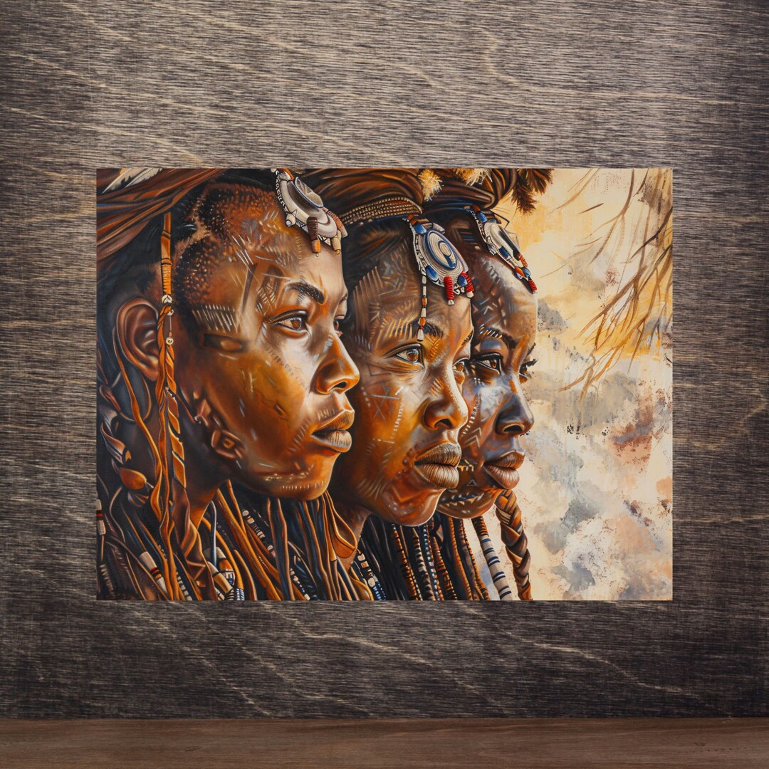 Timeless Grace: Himba Tribe Women Digital Art Satin Poster Prints Namibian Portrait African Home ...