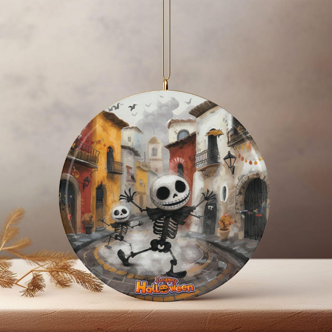 Dancing Skeletons Ceramic Ornament, Halloween Skeleton Decoration ...
