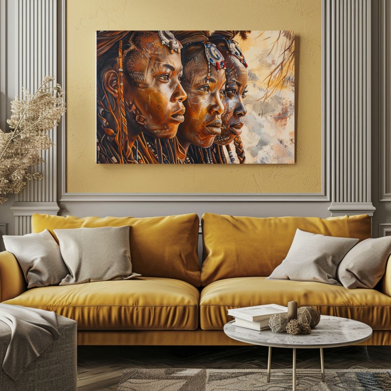 Timeless Grace: Himba Tribe Women Digital Art Satin Poster Prints Namibian Portrait African Home ...