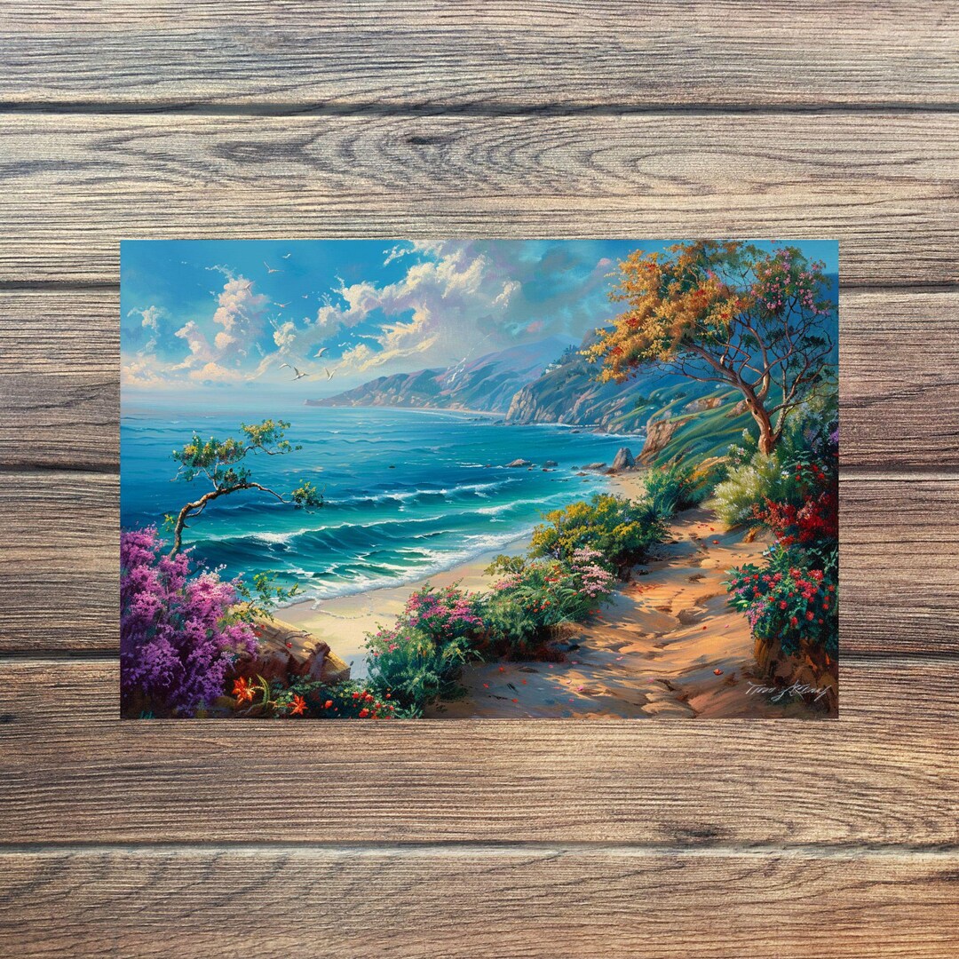 California Coast Satin Poster Print: Pacific Palisades Impressionistic ...
