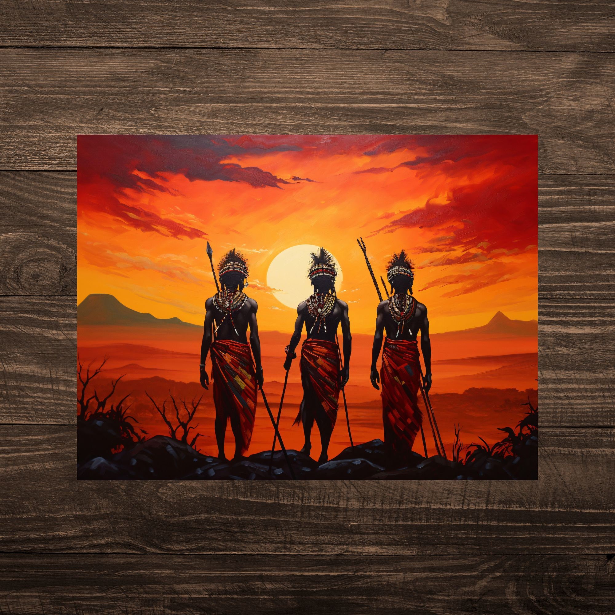 Zulu Warriors Sunset Art Print: South African Cultural Decor - Etsy