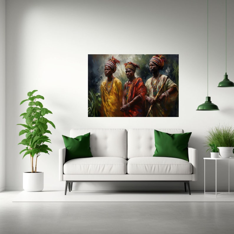 Yoruba Harmony AI Generated Art - Tribal Art Watercolor Poster Prints - African Cultural Home ...
