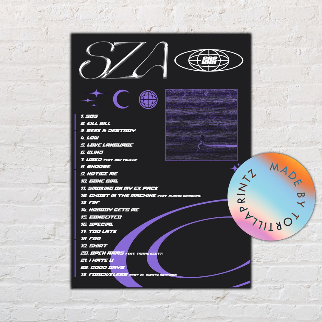 SZA POSTER, SOS, Concert Poster, Music Studio Décor, Colorful Song ...