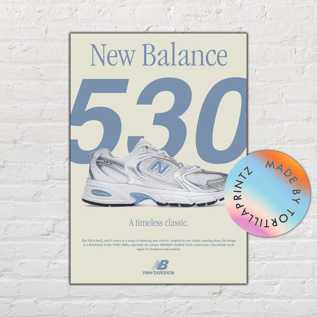 NEW BALANCE 530 POSTER, Trainer Gift, Poster, Sports Décor, Colorful ...