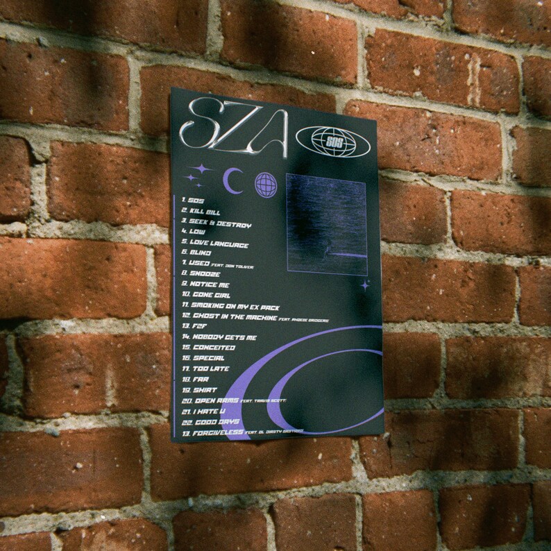 SZA POSTER, SOS, Concert Poster, Music Studio Décor, Colorful Song ...