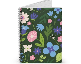 Floral Spiral Notebook, Flower Pattern Journal, Ruled Line Notebook - Etsy
