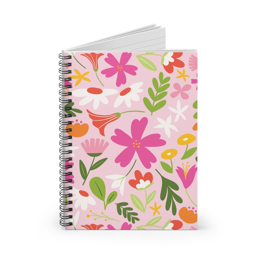 Floral Spiral Notebook, Flower Pattern Journal, Ruled Line Notebook - Etsy