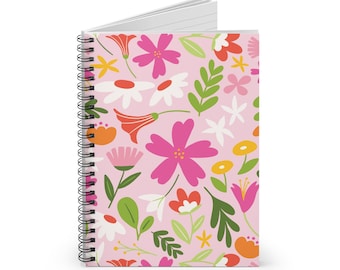 Floral Spiral Notebook, Flower Pattern Journal, Ruled Line Notebook - Etsy