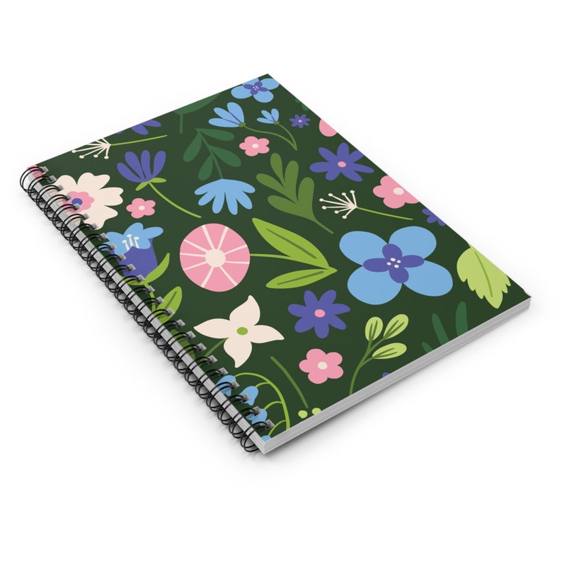 Floral Spiral Notebook, Flower Pattern Journal, Ruled Line Notebook - Etsy