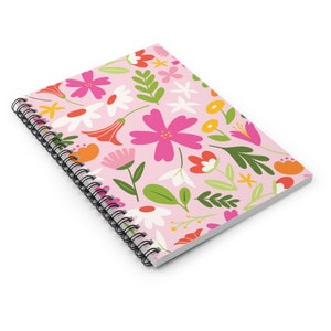 Floral Spiral Notebook, Flower Pattern Journal, Ruled Line Notebook - Etsy