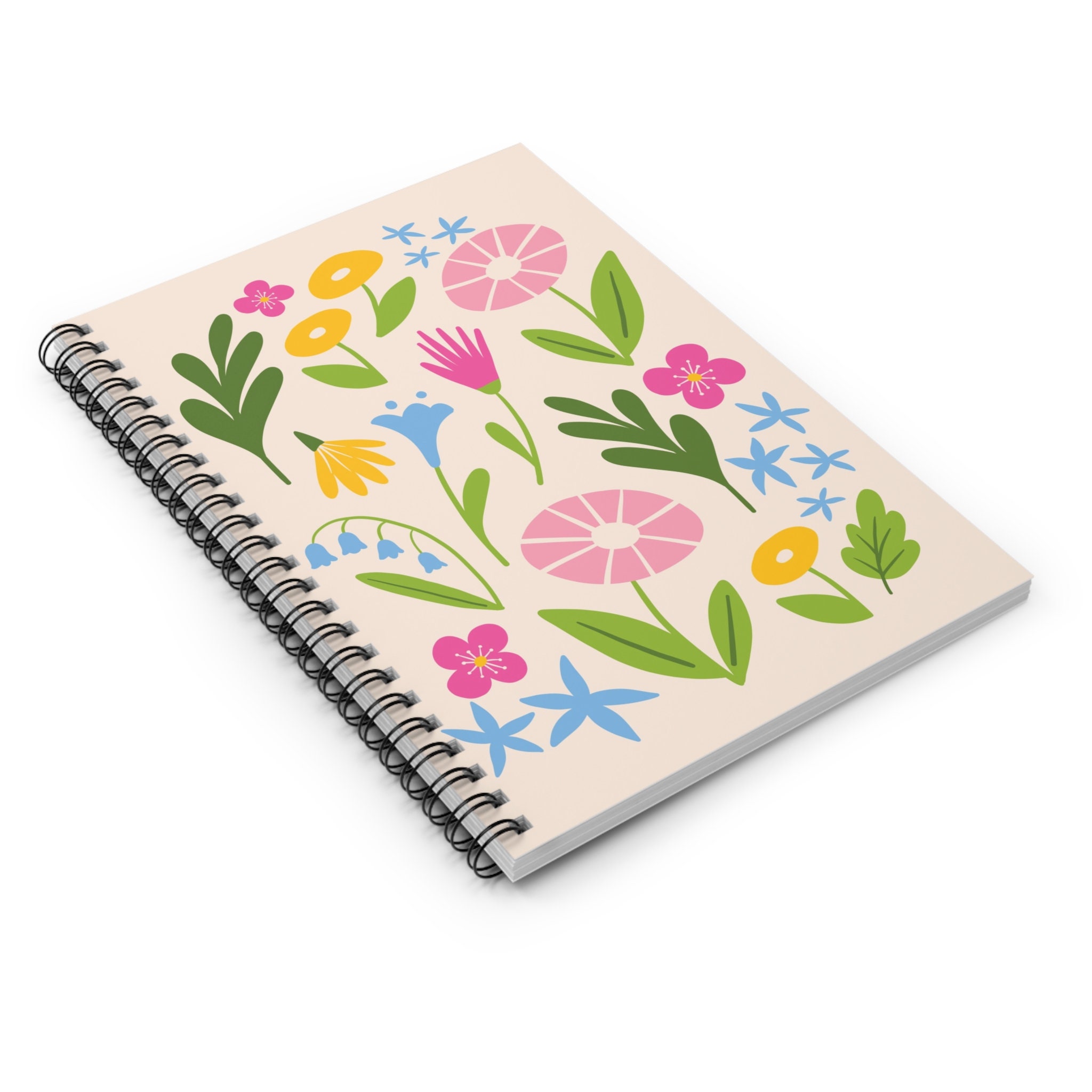 Floral Spiral Notebook, Flower Pattern Journal, Ruled Line Notebook - Etsy