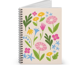Floral Spiral Notebook, Flower Pattern Journal, Ruled Line Notebook - Etsy