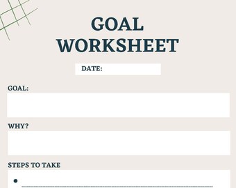 Goal Worksheet - Etsy