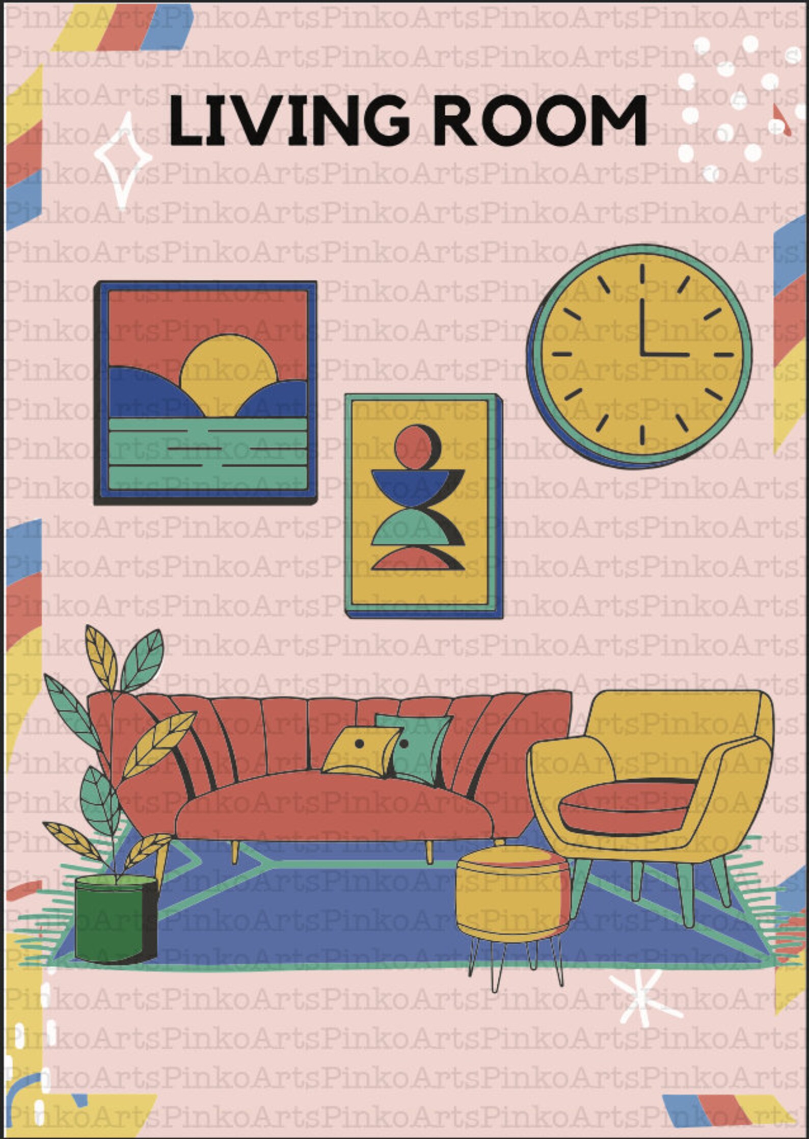 Printable Rooms of the House Flashcards Kindergarten Study - Etsy