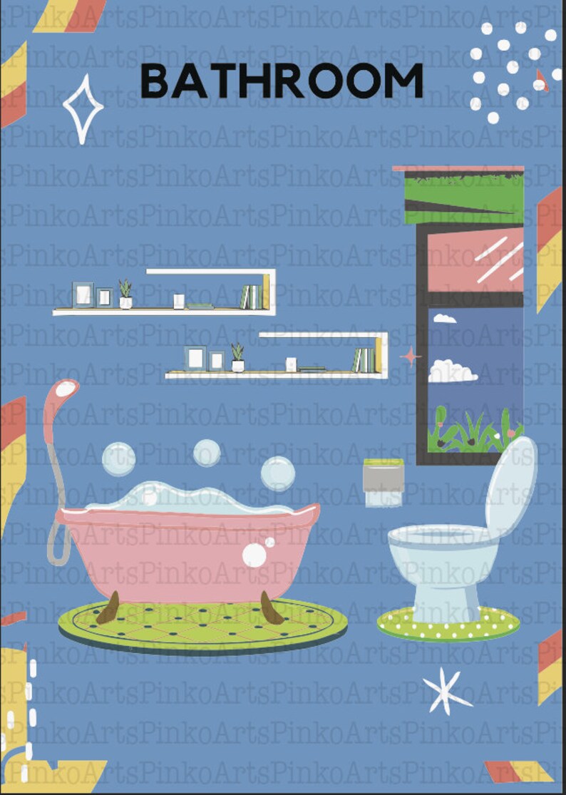 Printable Rooms of the House Flashcards Kindergarten Study - Etsy