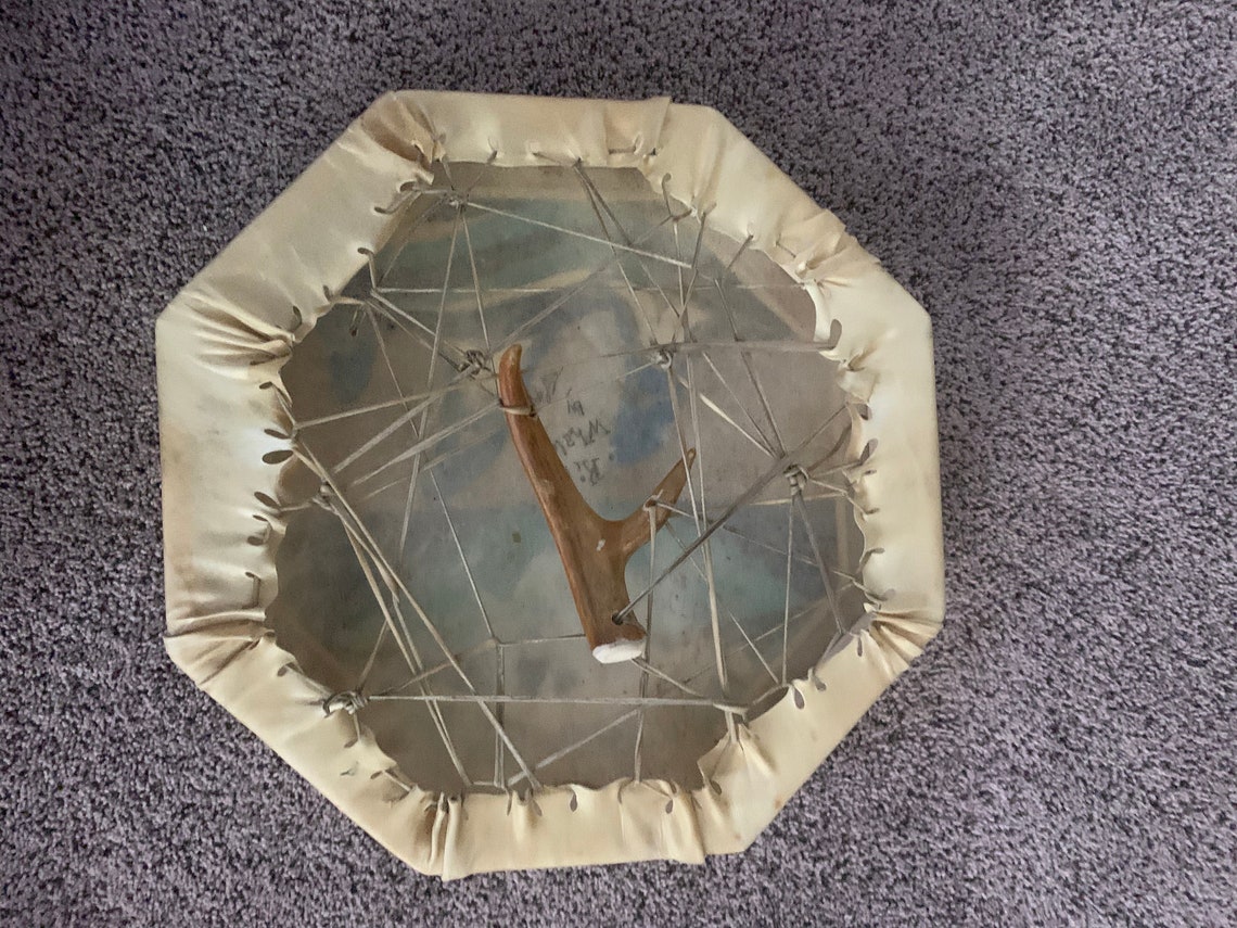 Hand Made Deerskin Hand Drum With Deer Antler Handle, Killer Whales ...
