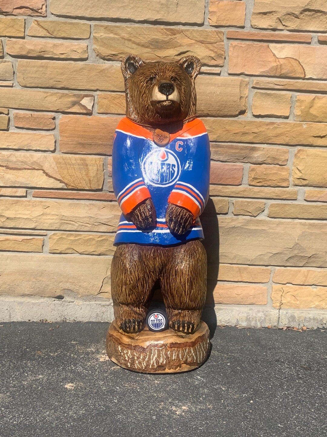 Chainsaw Carved Standing Bear, Sculpture, Connor , Edmonton Oilers ...