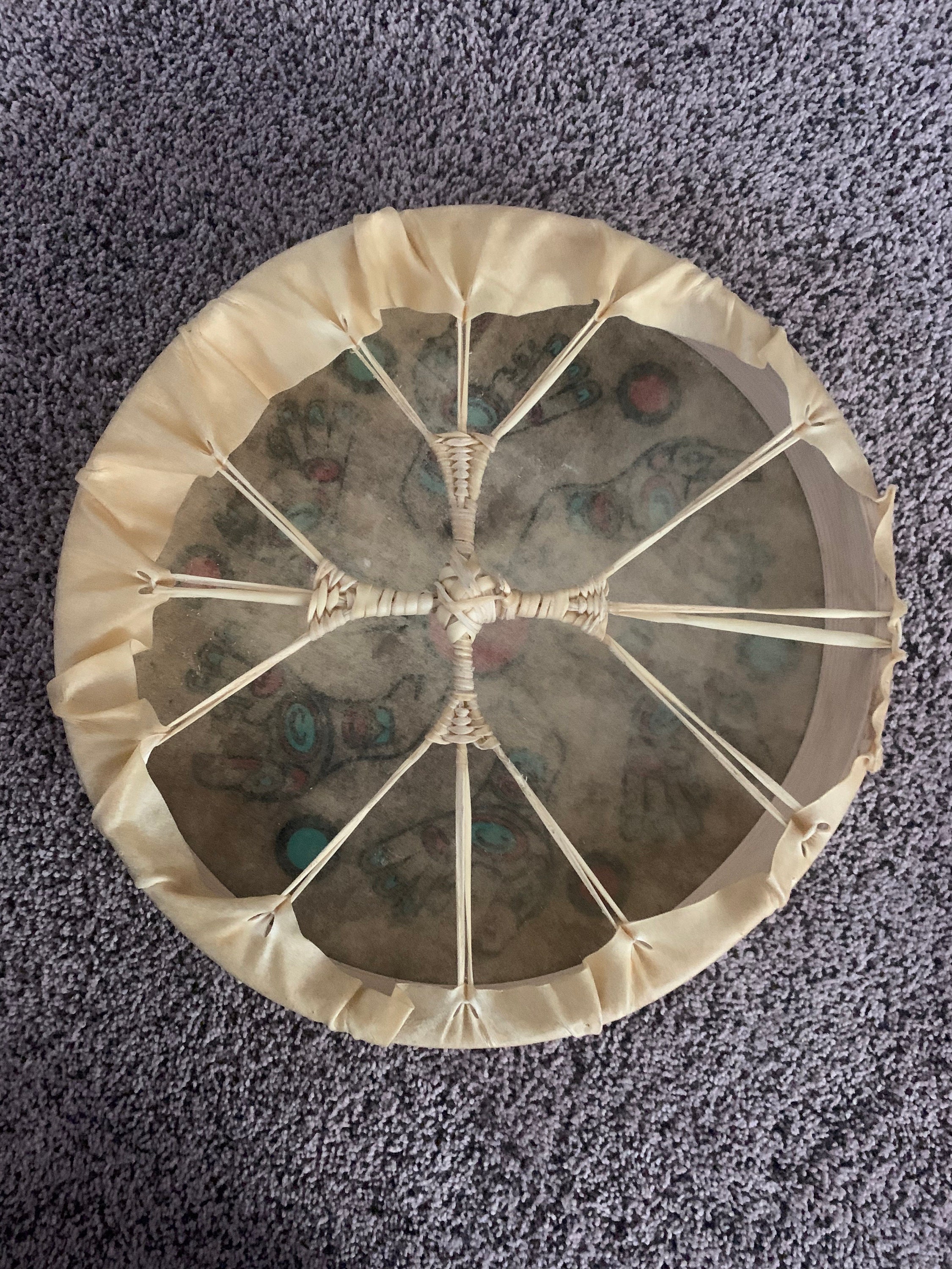 Hand Made Deerskin Hand Drum , Ravens, West Coast Design, Spindle Whorl ...