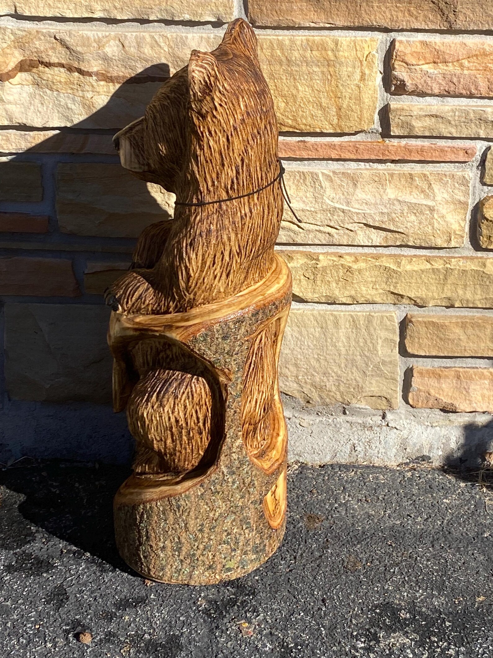 Chainsaw Carved Bear in Log. Mack ! One of a Kind! Sweet Bear! - Etsy
