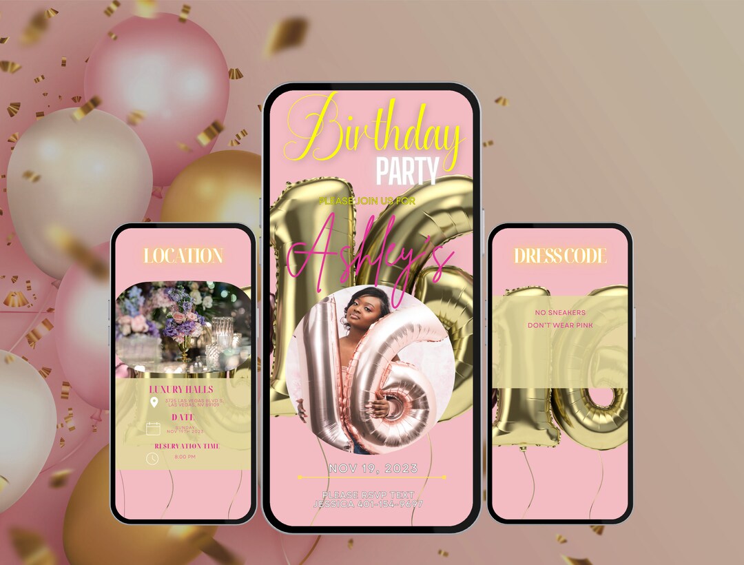 Sweet 16 Digital Invitation | Sweet 16 Evite | Sweet Sixteen Party ...