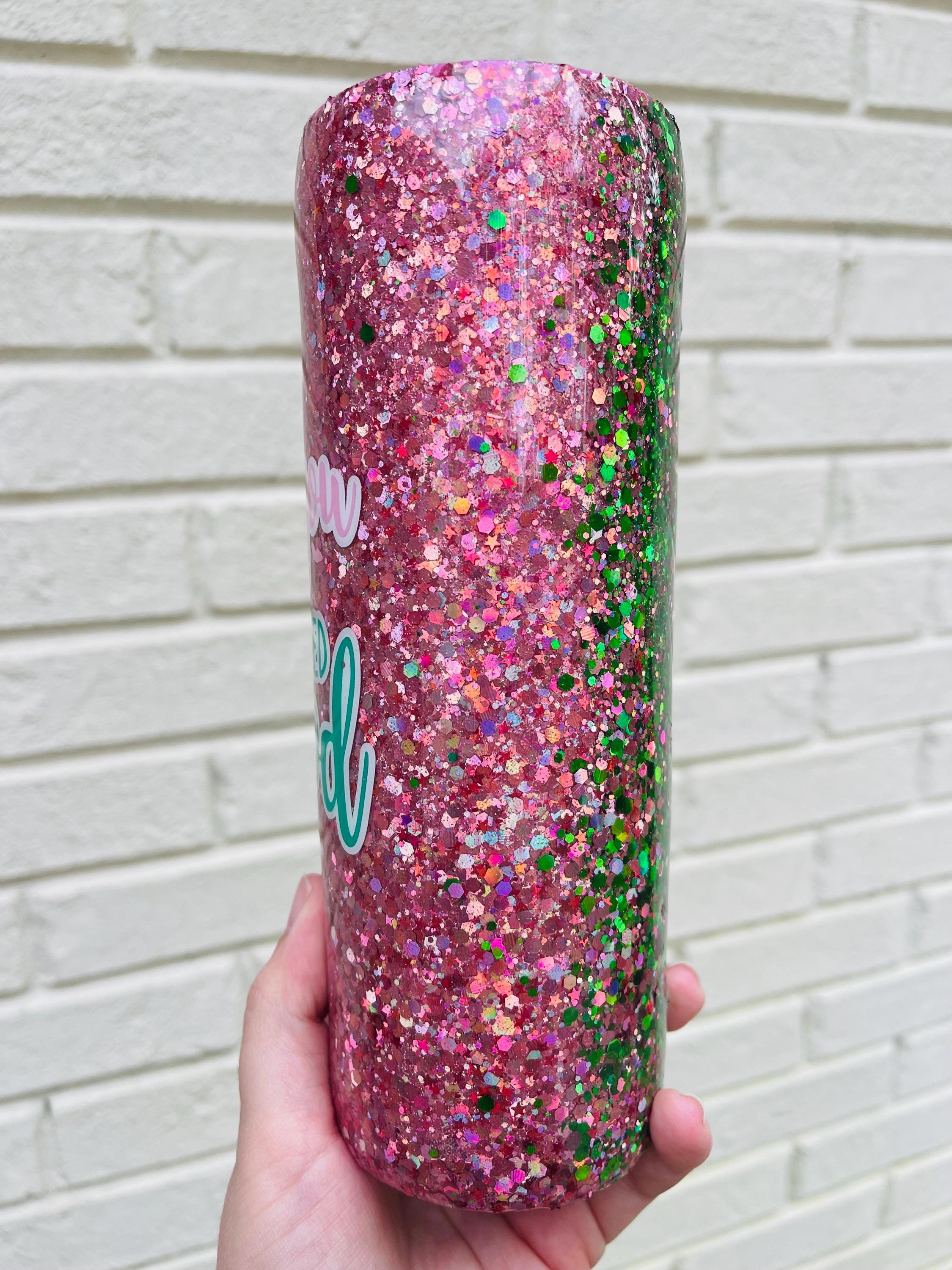 Wicked Inspired Pink&green Glitter Tumbler (20 Oz) - Etsy