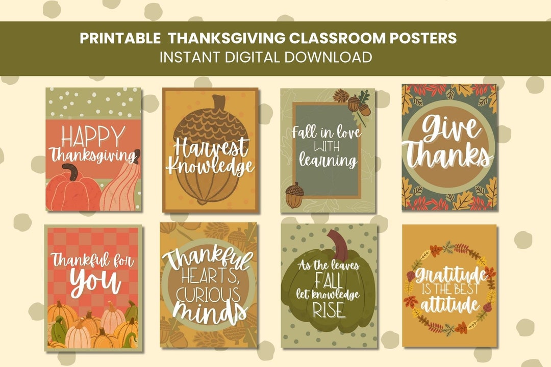 Thanksgiving Classroom Poster Printables - Etsy
