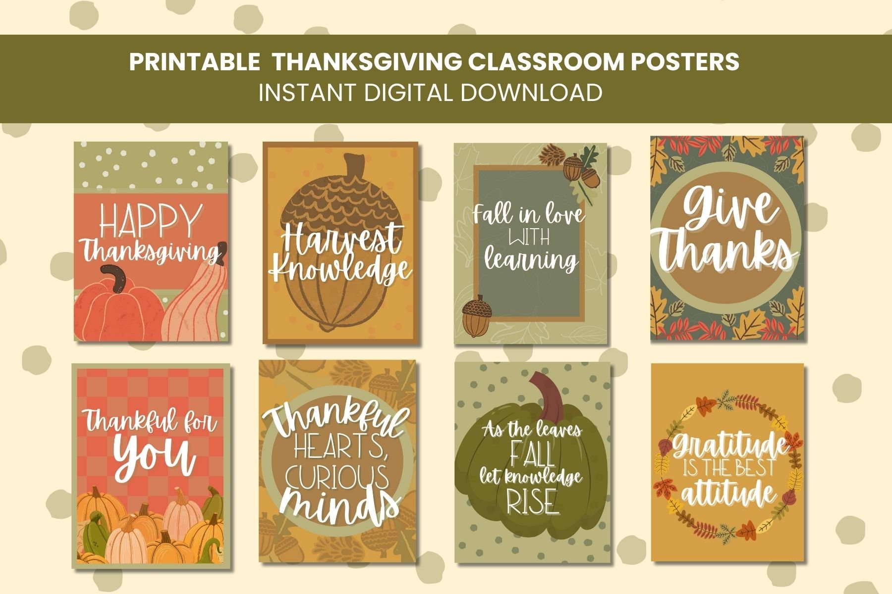 Thanksgiving Classroom Poster Printables - Etsy