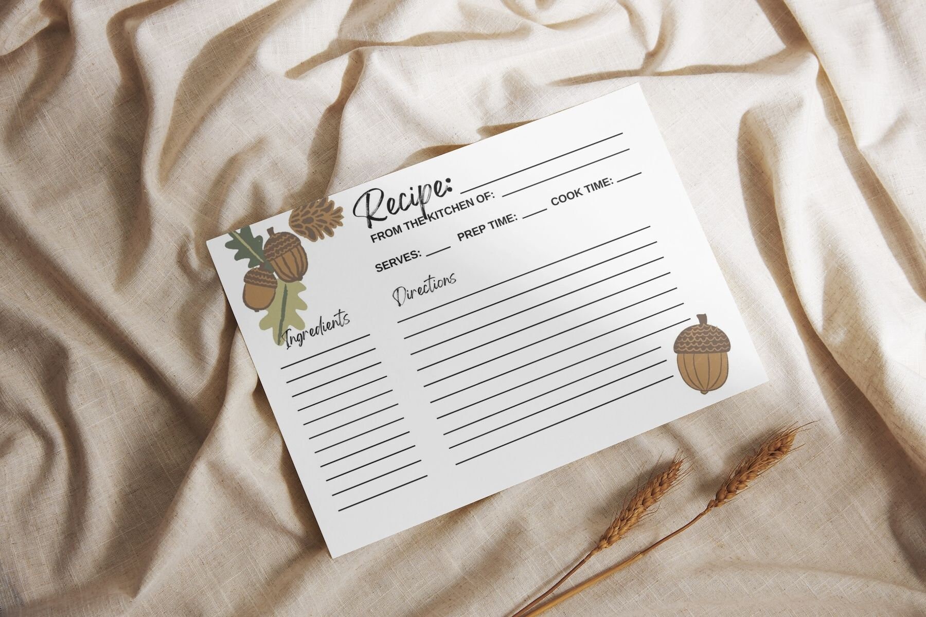 Thanksgiving Recipe Card Printable - Etsy