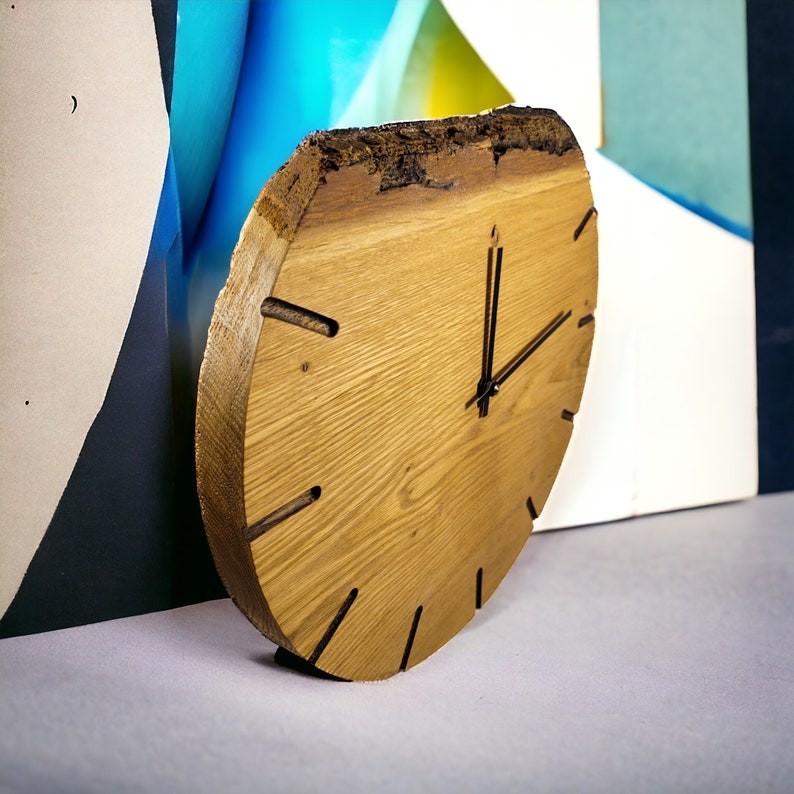 Handcrafted Oak Wood Wall Clock, Rustic Oak Wood Wall Clock, Artisan ...
